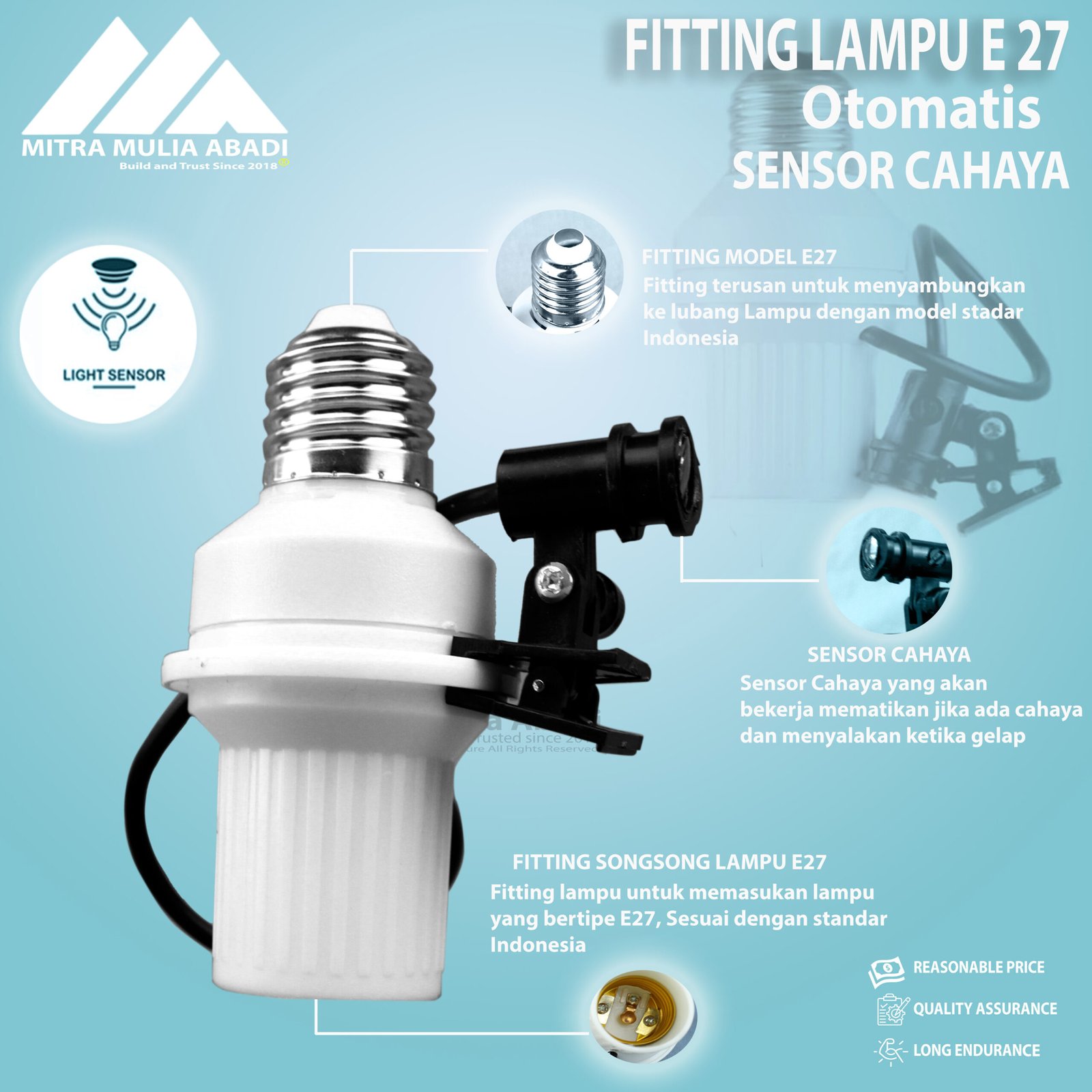 Fitting Lampu Otomatis sensor Cahaya model E27 – Mitra Mulia Abadi Fitting Lampu Otomatis sensor Cahaya model E27 – Mitra Mulia Abadi
